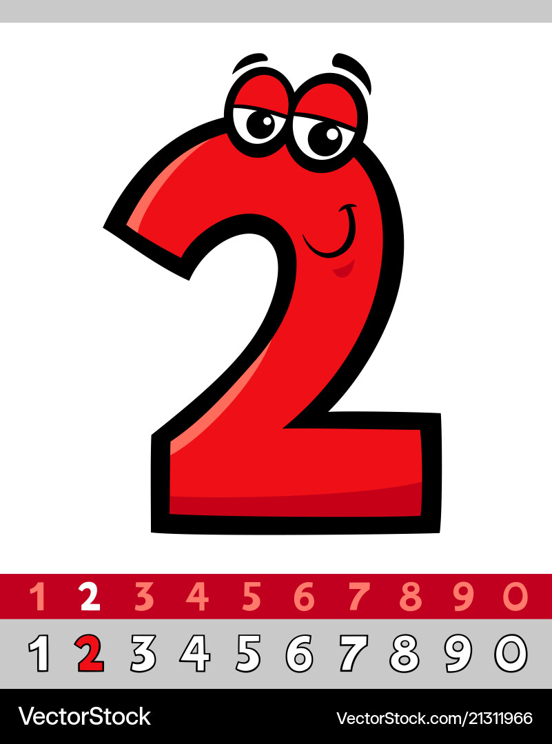 Number two cartoon character Royalty Free Vector Image