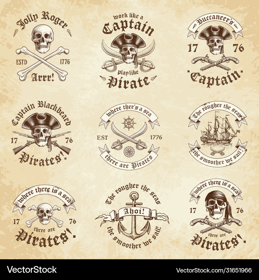 Pirate vintage logos Royalty Free Vector Image