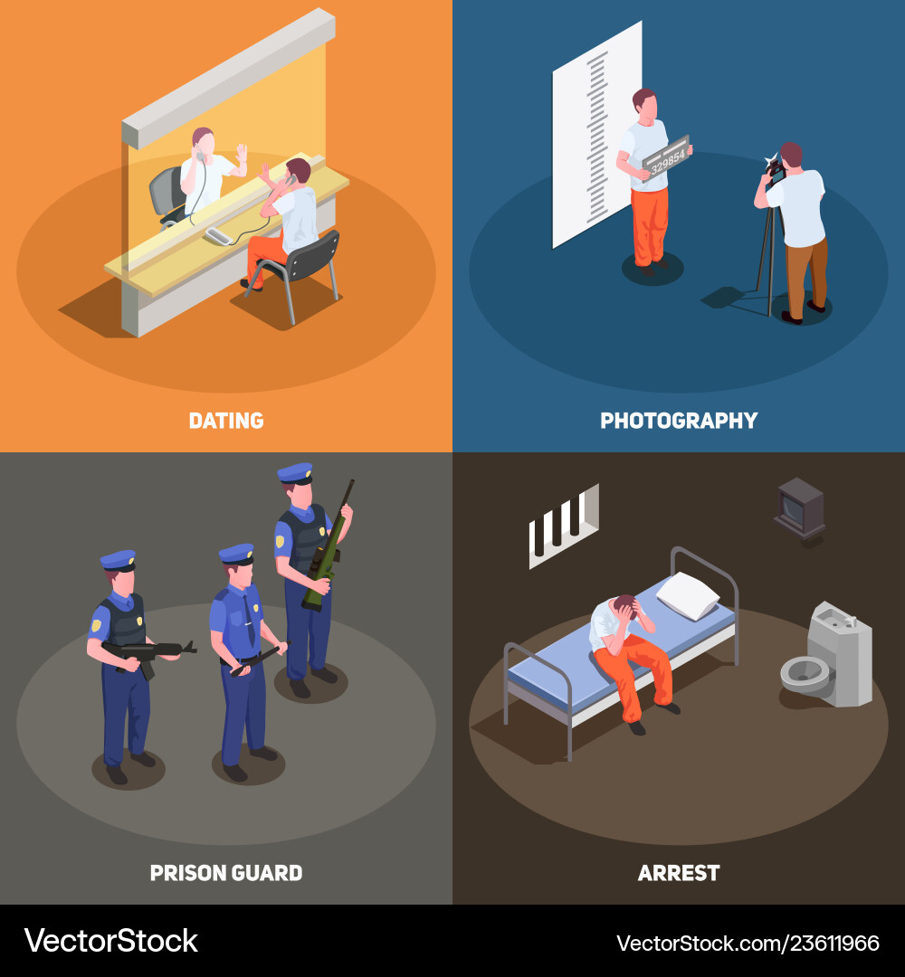 Prison jail isometric concept Royalty Free Vector Image