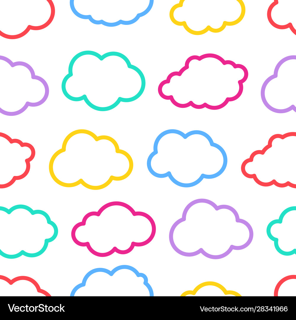 Seamless colorful outline cloud pattern Royalty Free Vector