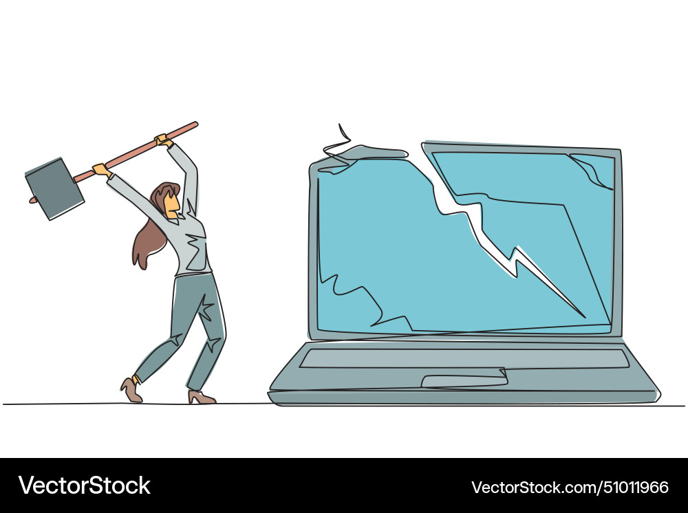 Single one line drawing businesswoman preparing Vector Image