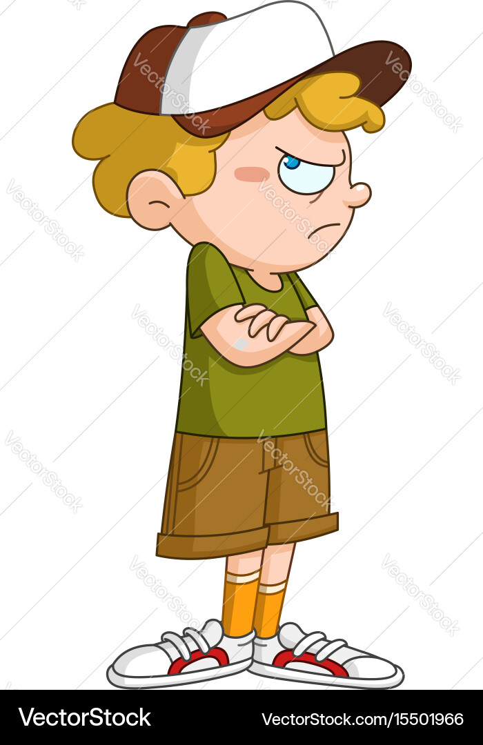 Stubborn boy Royalty Free Vector Image - VectorStock