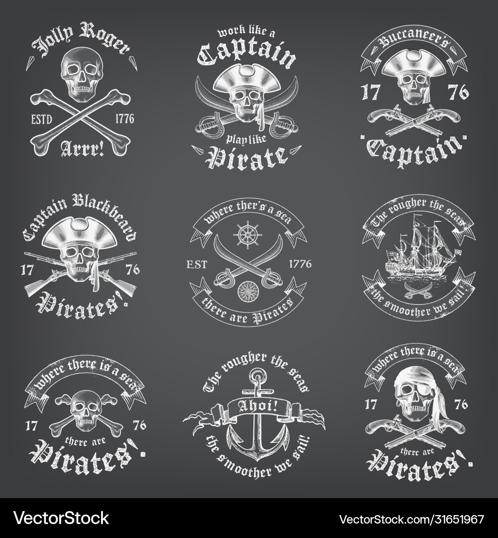 Chalkboard death pirate logos Royalty Free Vector Image