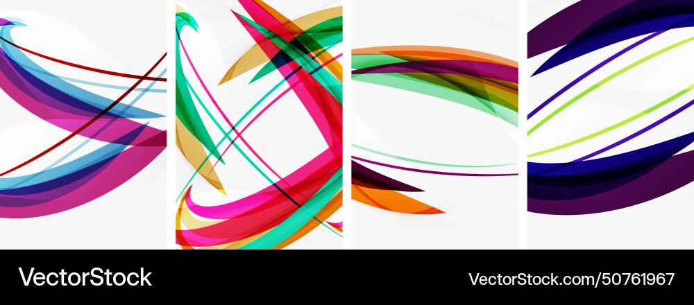 Colorful wave lines poster set for wallpaper Vector Image