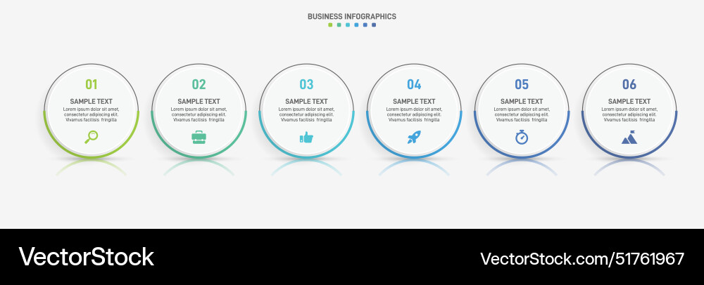 Horizontal progress bar featuring 6 arrow-shaped Vector Image
