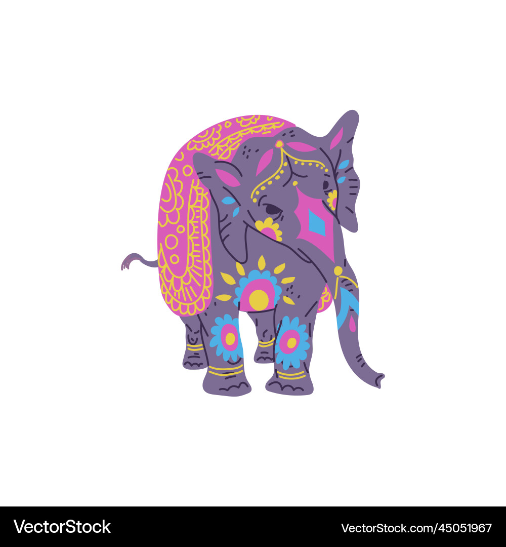 Indian elephant decorated in traditional style Vector Image