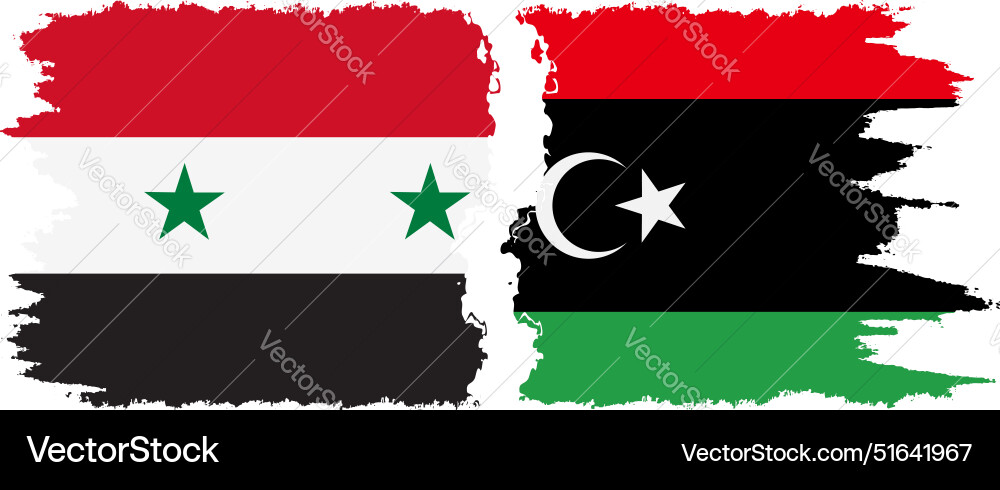 Libya and syria grunge flags connection Royalty Free Vector