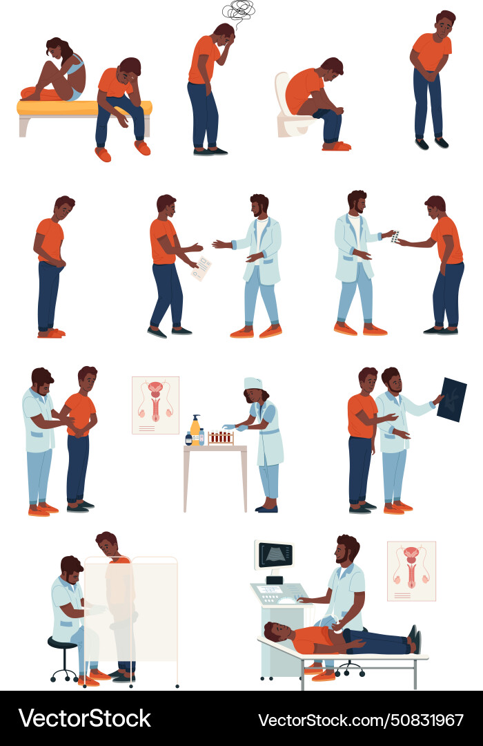 Man urology recolor set Royalty Free Vector Image