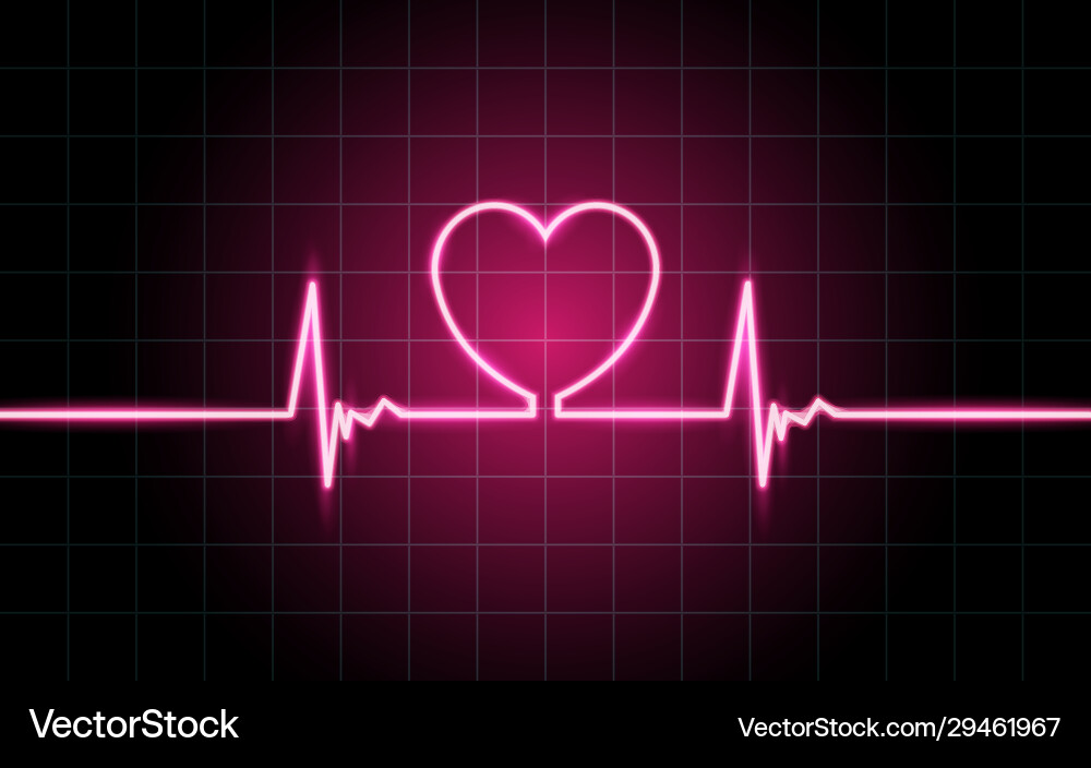 Neon glowing lines heartbeat concept lifeline Vector Image