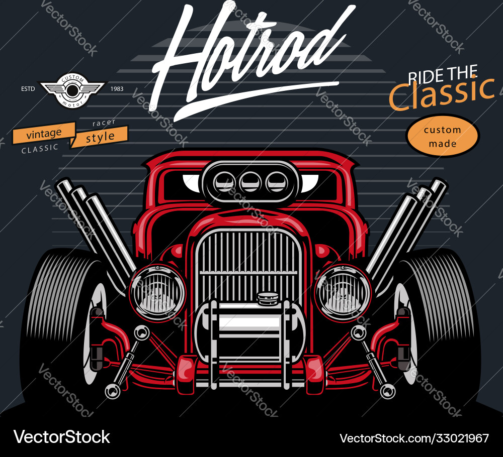 Red Hot Rod Car Royalty Free Vector Image - VectorStock