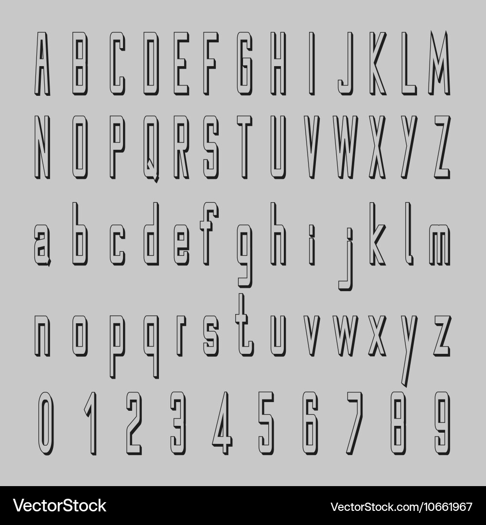 Shadow alphabet 3d font design letters Royalty Free Vector