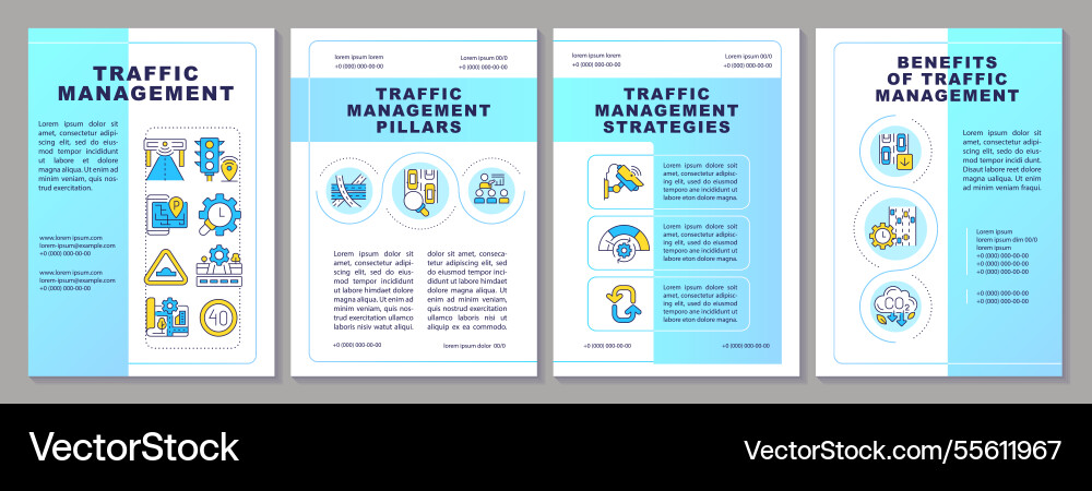 Traffic management blue brochure template Vector Image
