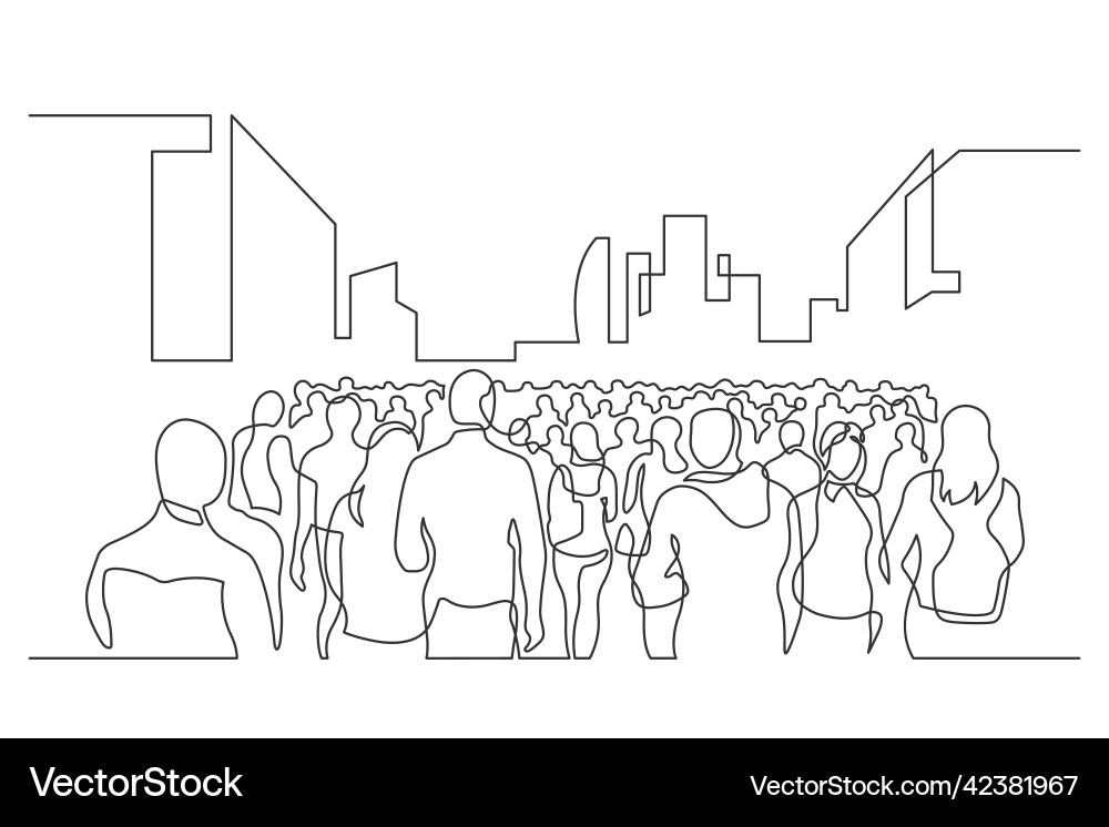 Urban Crowd Line Drawing Royalty Free Vector Image