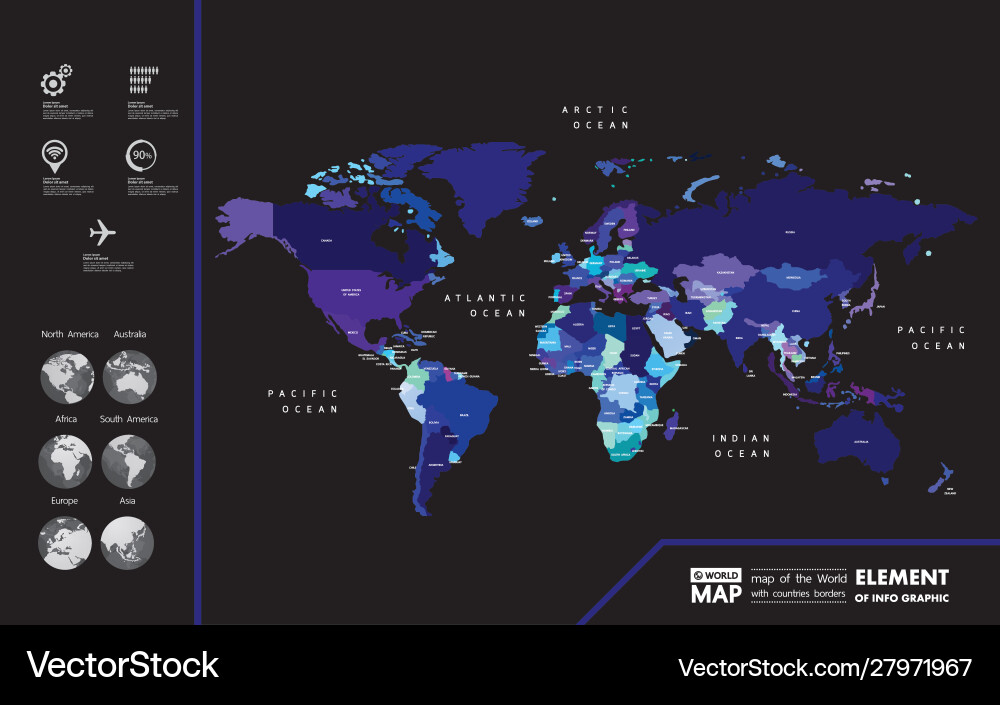 World map graphic element Royalty Free Vector Image