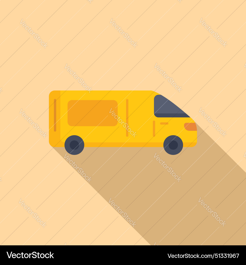 Yellow delivery van icon on beige background Vector Image