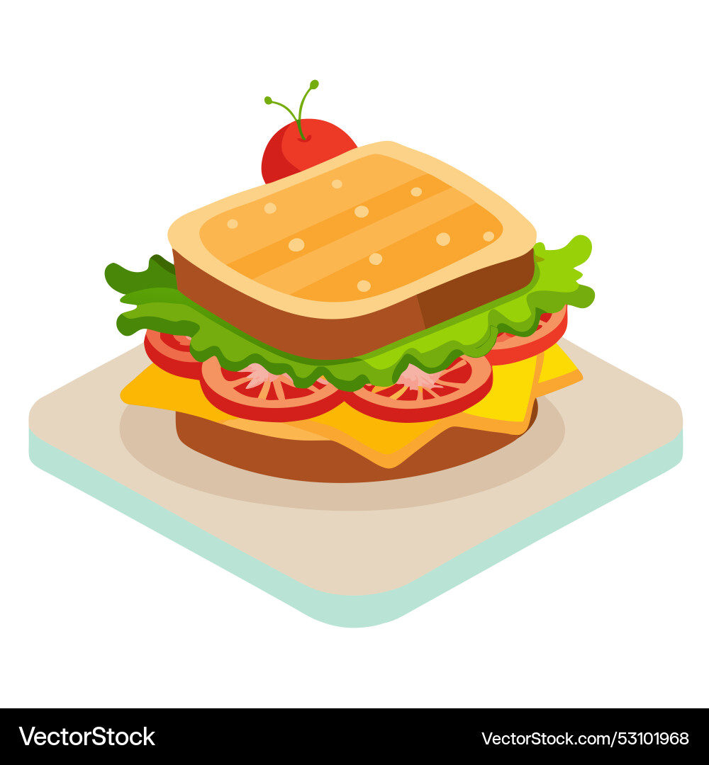 Blt sandwich bacon lettuce and tomato on whole Vector Image