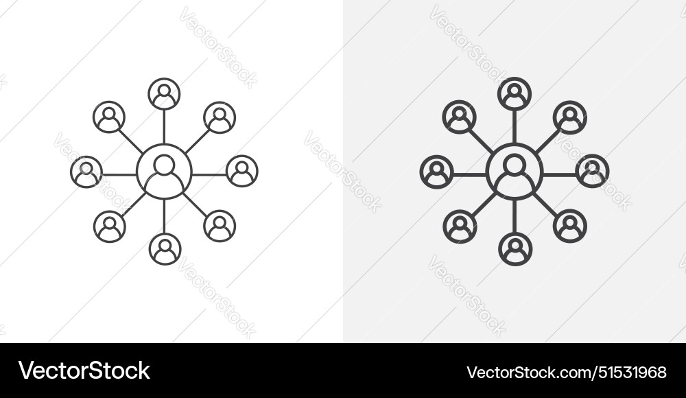 Chart network icon set social media connect Vector Image