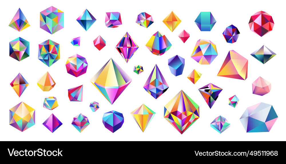 Colorful gemstone crystals collections various Vector Image