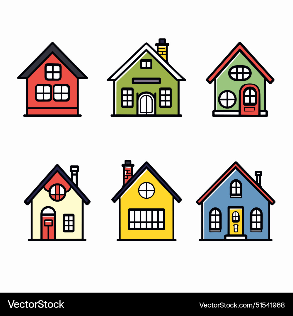 Colorful houses simplistic Royalty Free Vector Image