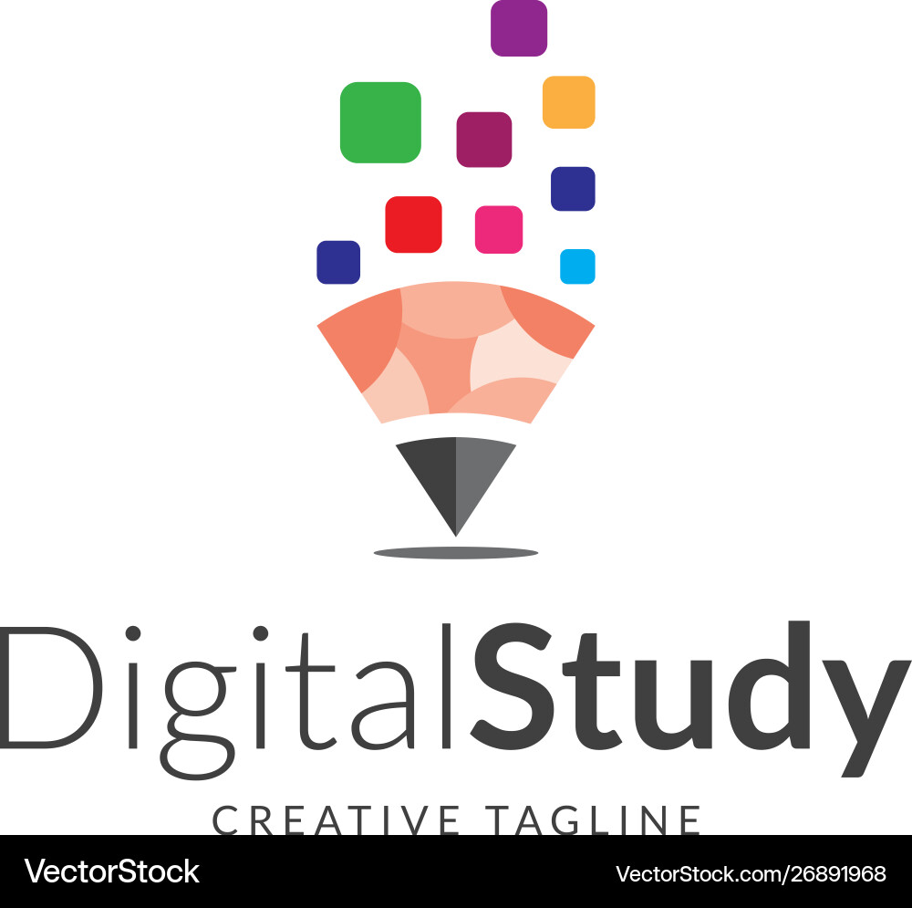 Creative digital study logo design Royalty Free Vector Image