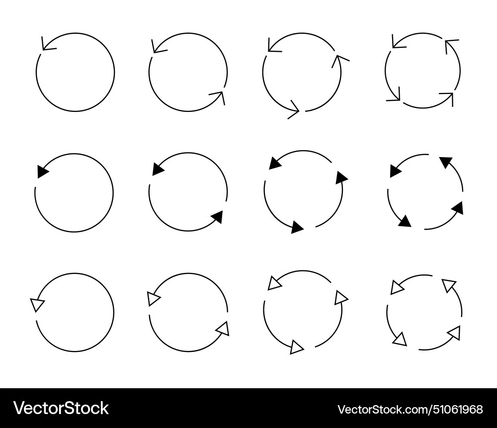 Different circular arrows of black color Vector Image