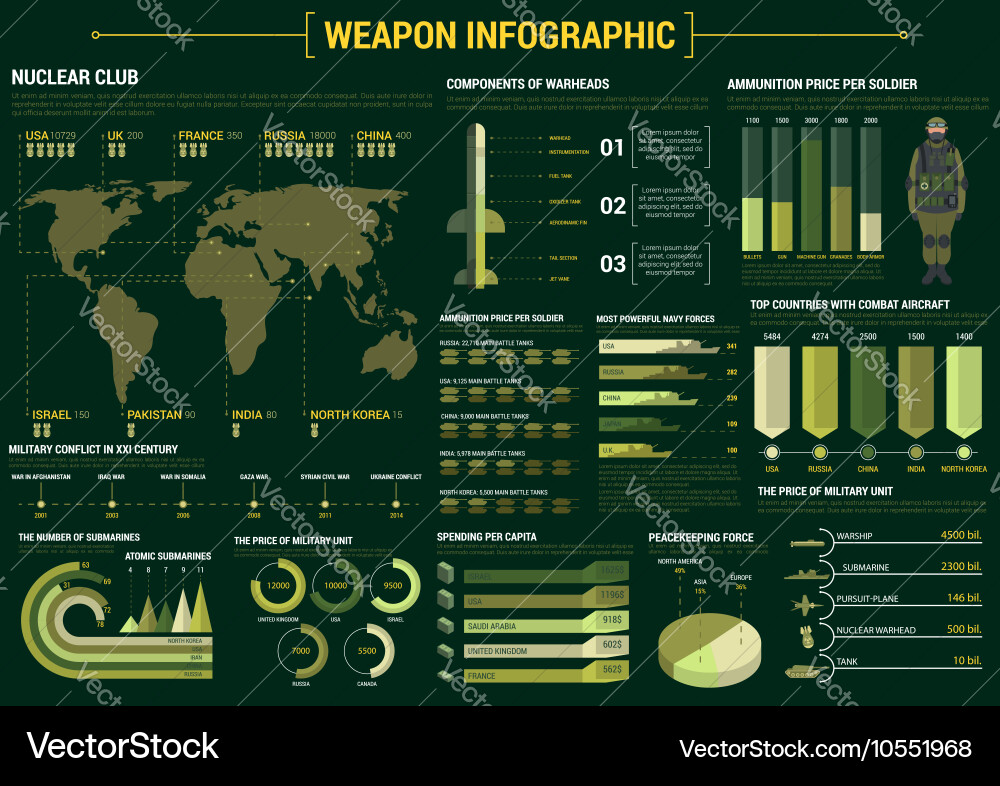 Military weapon infographic poster template Vector Image