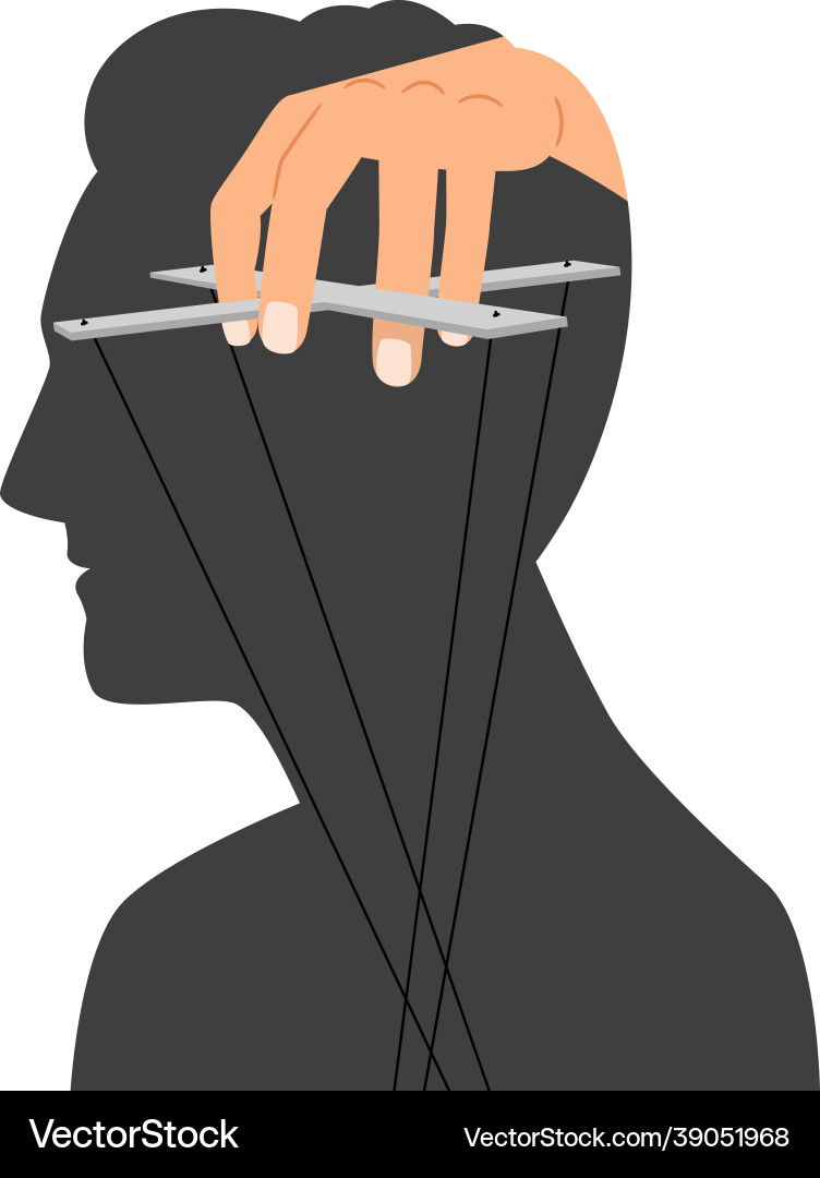 Mind manipulation head brain control silhouette Vector Image