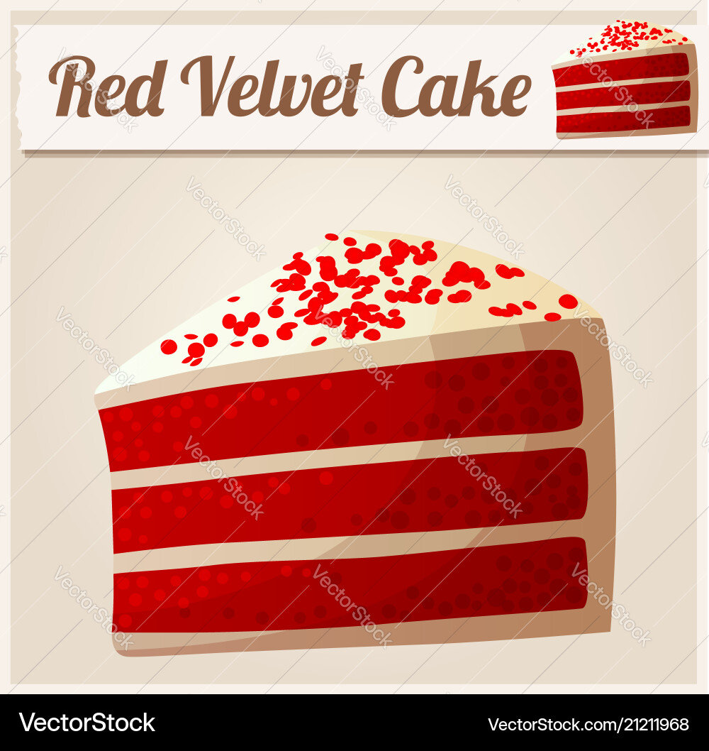 Red velvet cake detailed icon Royalty Free Vector Image