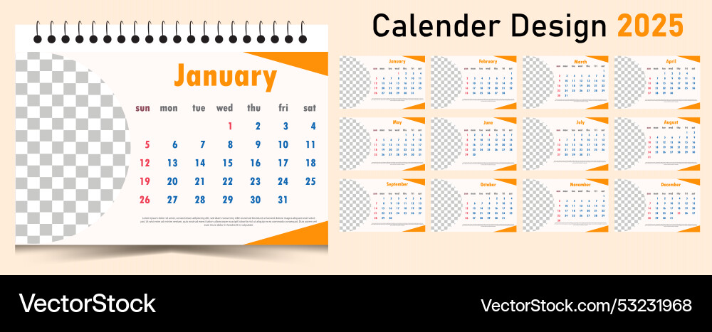 Simple vertical 2025 calendar design sunday start Vector Image