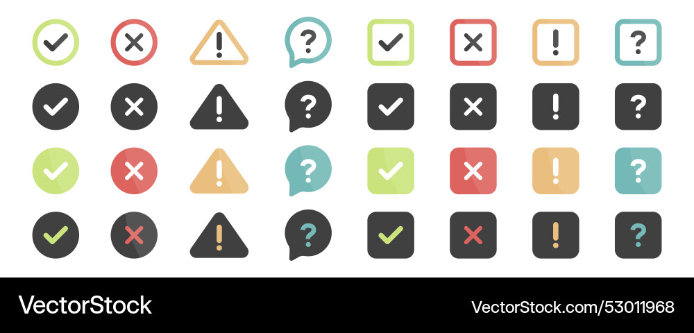Tick cross exclamation mark question icons Vector Image