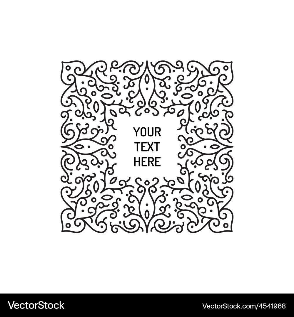 Vintage floral line art frame Royalty Free Vector Image