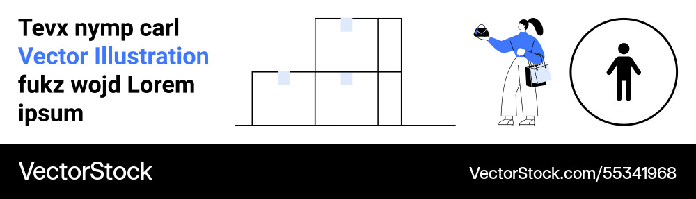 Woman arranging stacked boxes with clipboard Vector Image