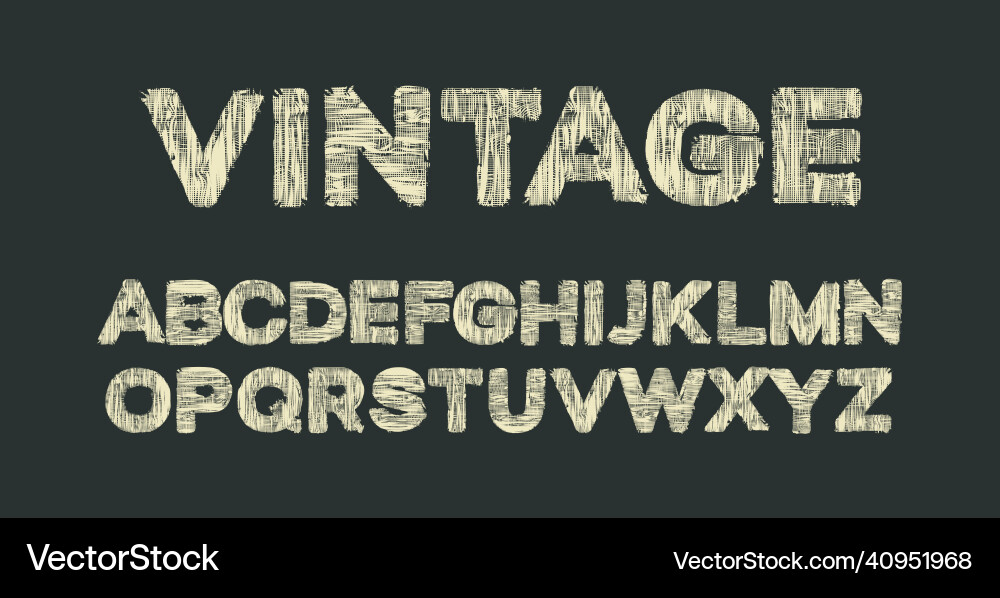 Word vintage and textile alphabet letters Vector Image