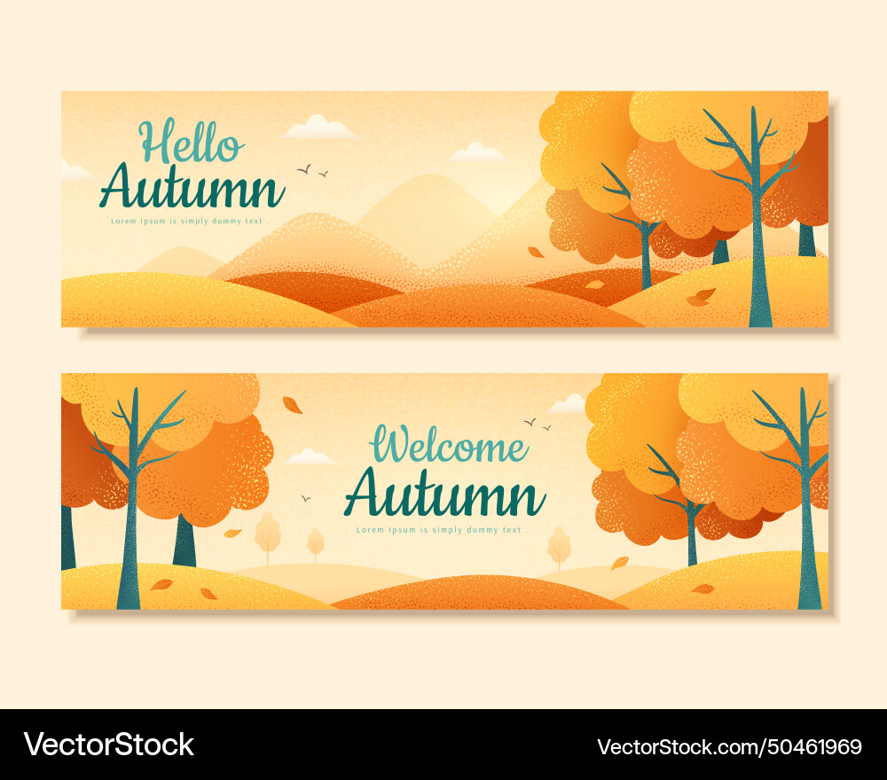 Autumn scene banner design Royalty Free Vector Image