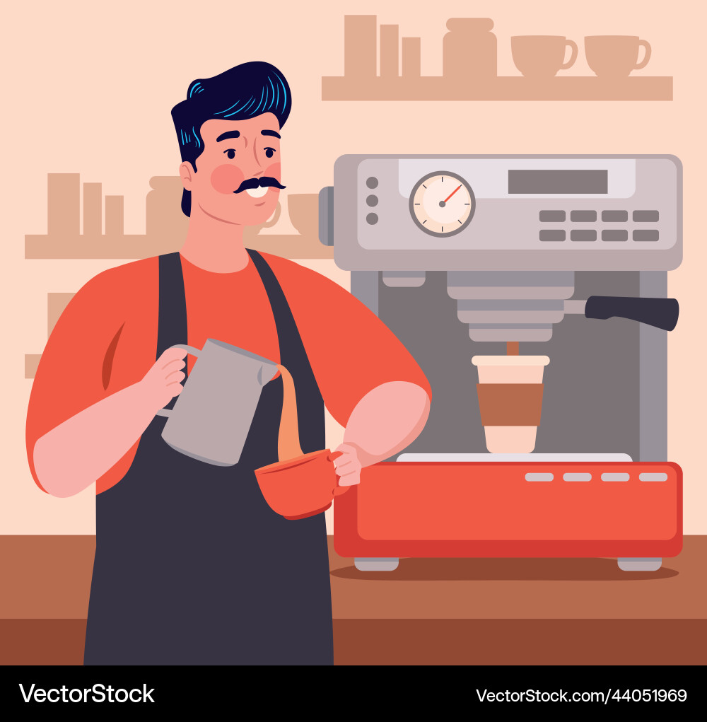 Barista in coffee shop Royalty Free Vector Image