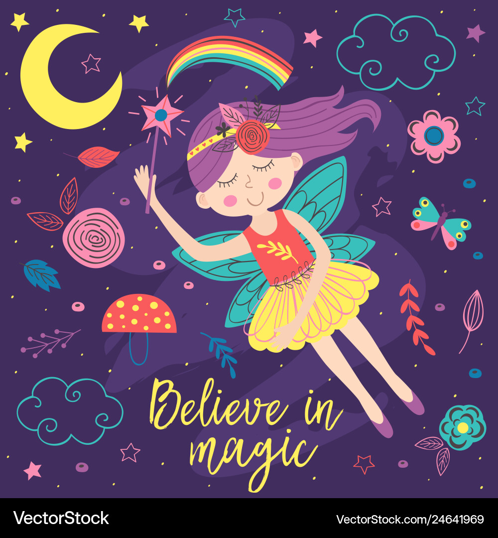 Basic rgbposter with magic night fairy Royalty Free Vector