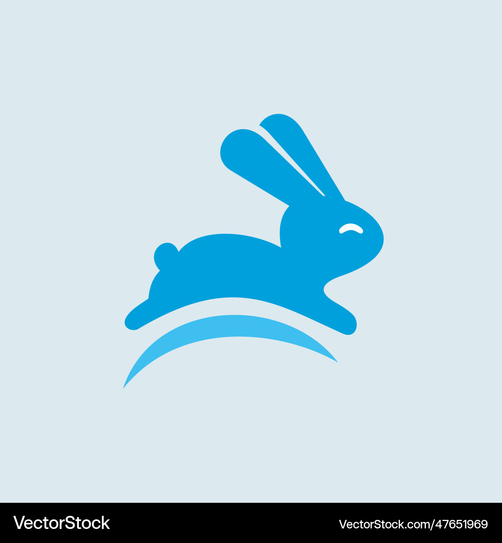 Cute and happy rabbit hopping logo Royalty Free Vector Image