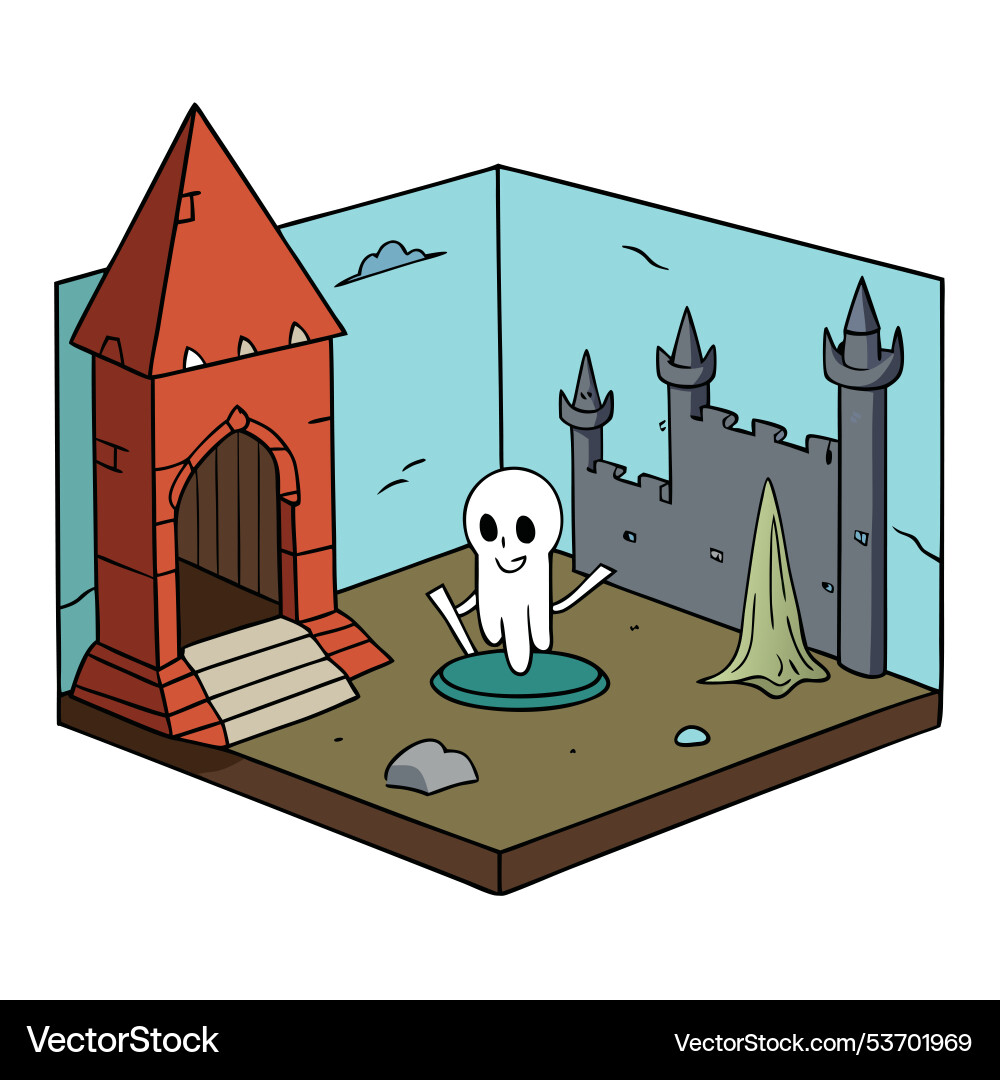 Fantasy on a corner in medieval ghost town Vector Image