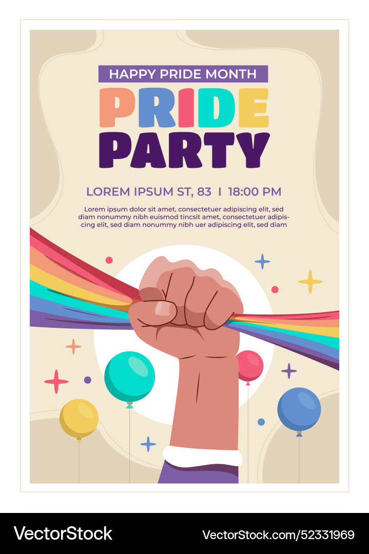 Flache vertikale Flyervorlage für Stolz Monat Vektorbild