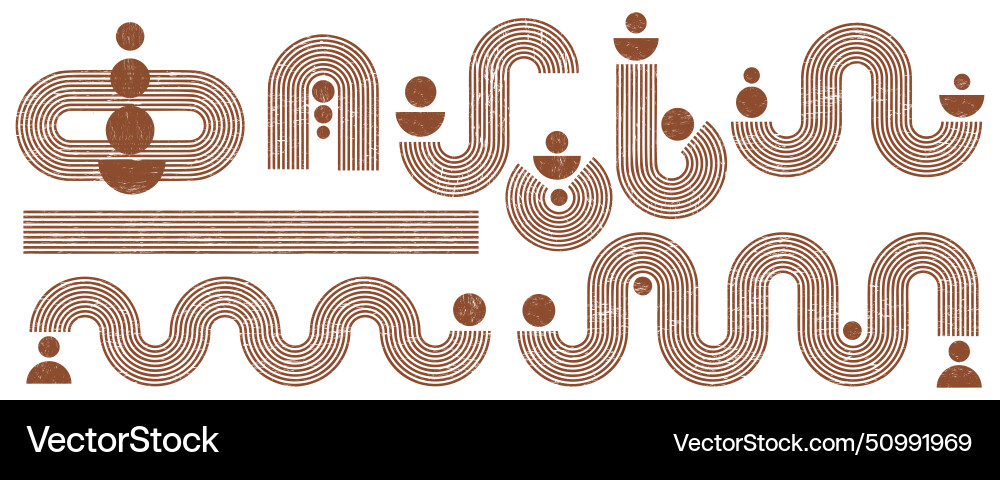 Geometric lines zen patterns abstract arches and Vector Image