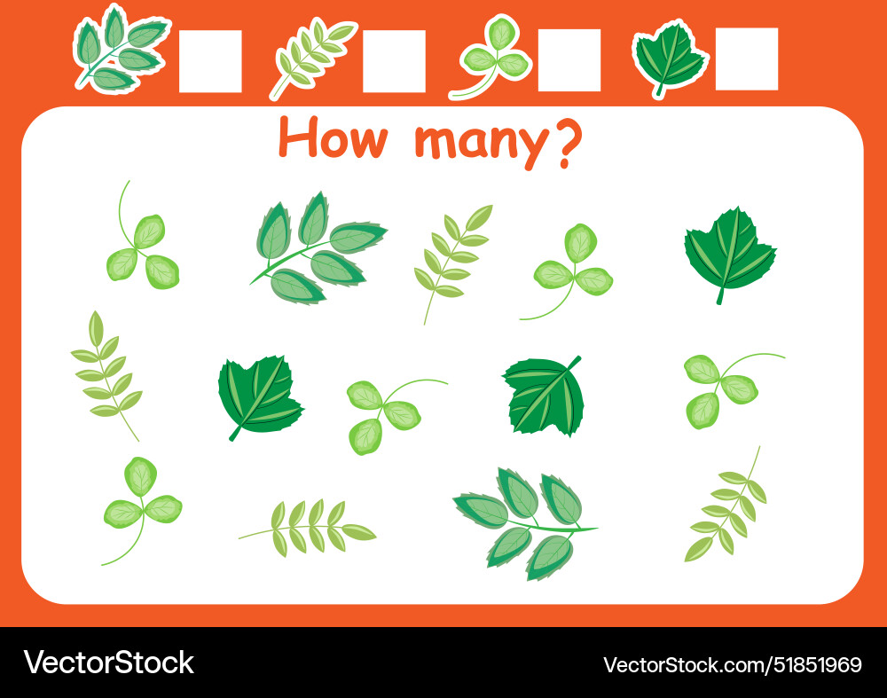 How many plant leaves are there counting game Vector Image