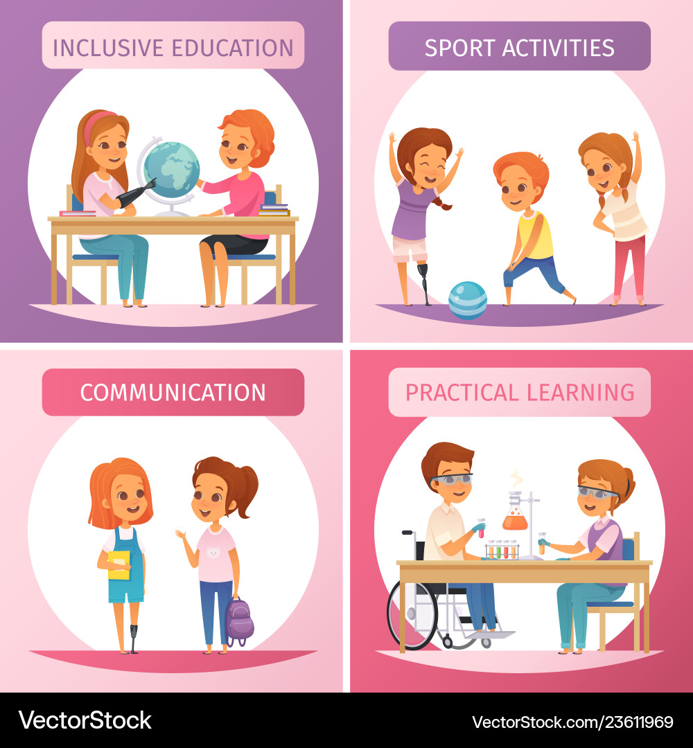 Inclusion inclusive education icon set Royalty Free Vector