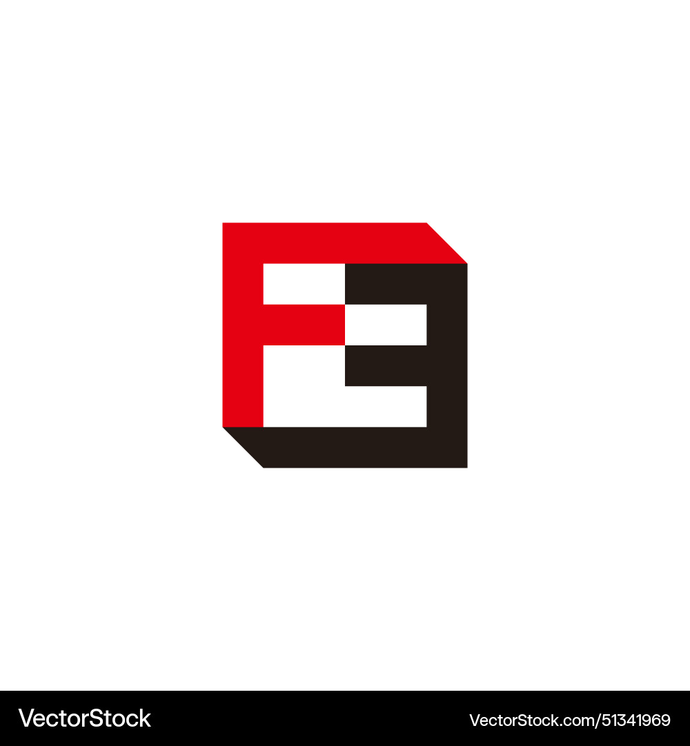 Letter fe squares colorful simple geometric logo Vector Image