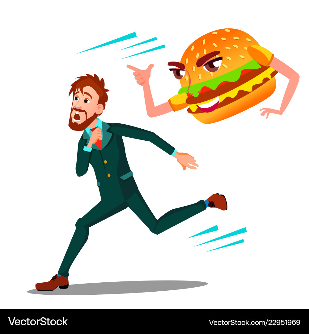Man Running From Burger Royalty Free Vector Image
