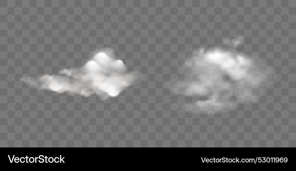 Realistic cloud collection on a transparent Vector Image