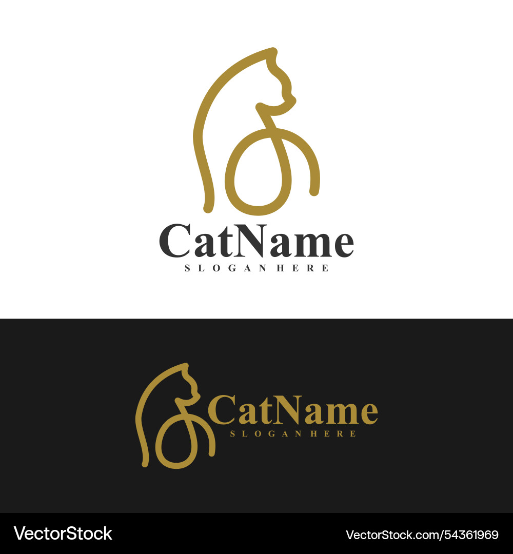 Simple line cat logo Royalty Free Vector Image