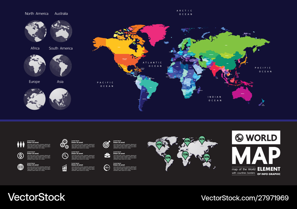 World map graphic element Royalty Free Vector Image