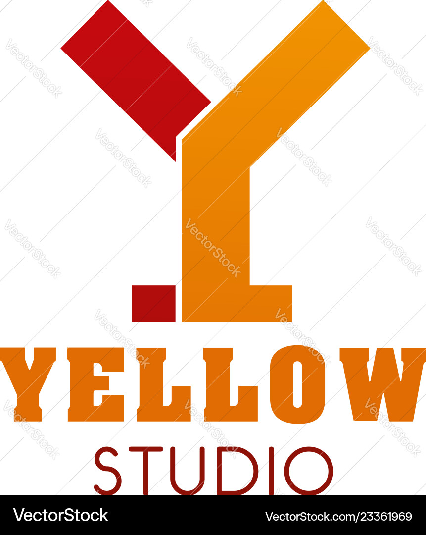 Y letter icon for yellow studio Royalty Free Vector Image