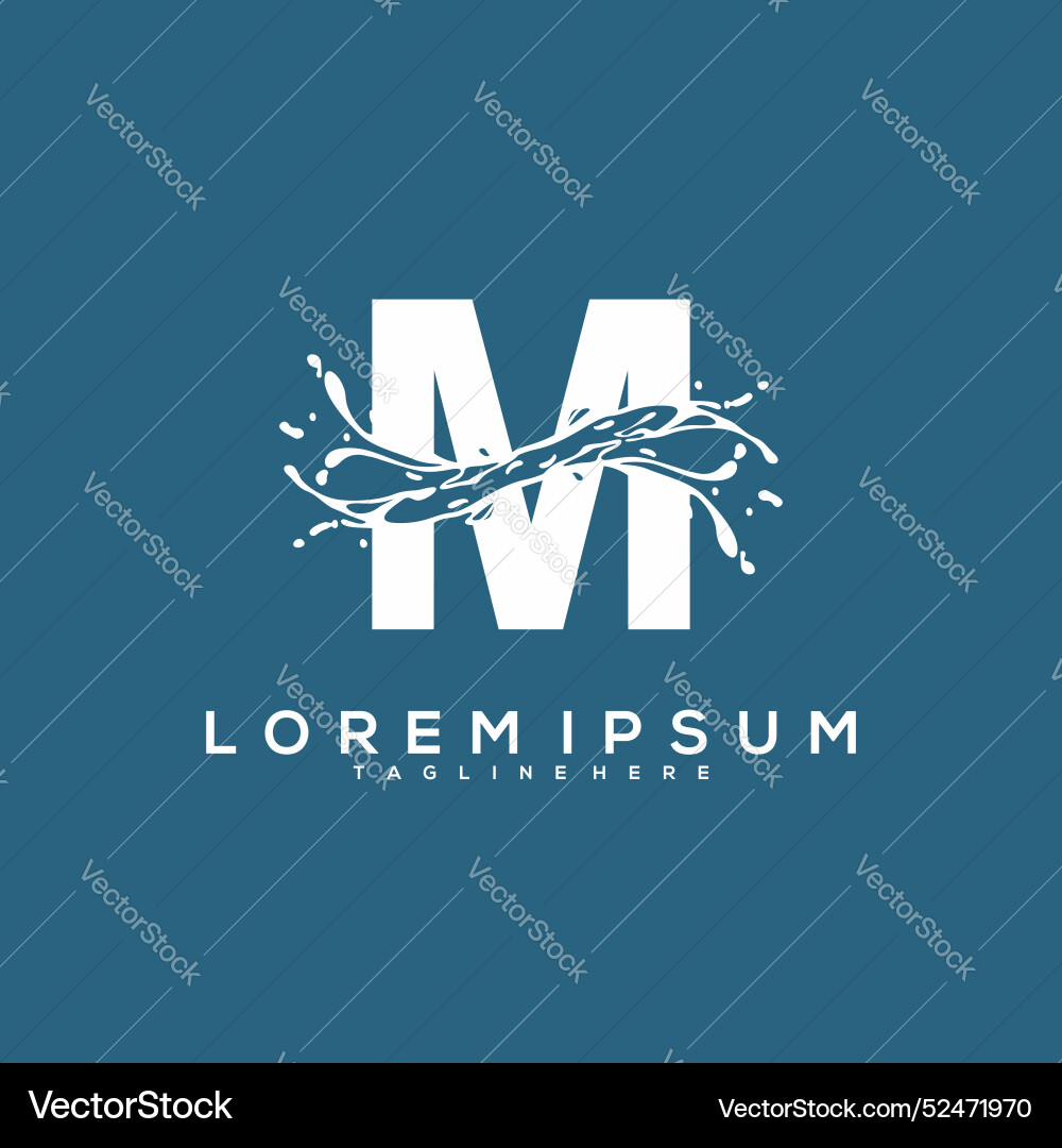 Abstract initial m logo design concept water Vector Image