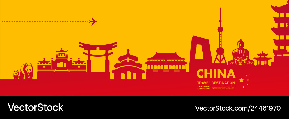 China travel destination Royalty Free Vector Image